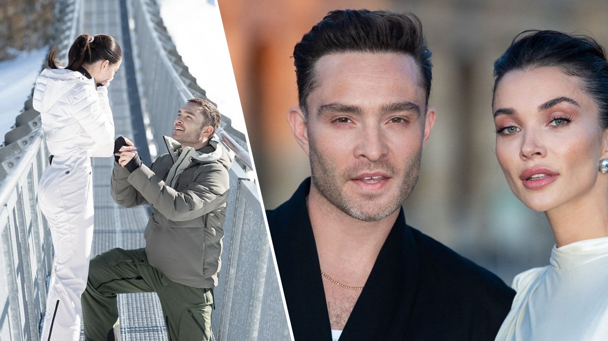 Ed Westwick di "Gossip Girl" chiede la mano ad Amy Jackson su un ponte ...